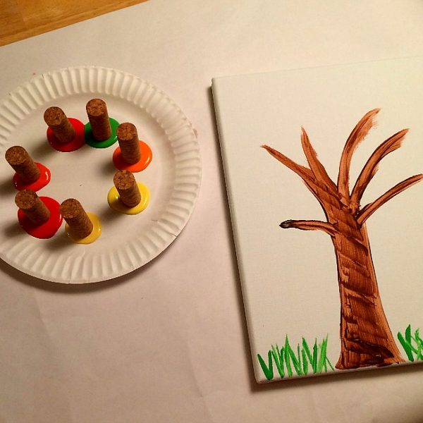 Fall Tree Cork Painting Craft for Kids - Sunshine Whispers