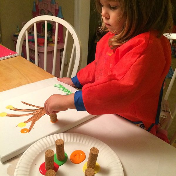 Fall Tree Cork Painting Craft for Kids - Sunshine Whispers