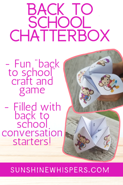 Monkey Themed Back To School Chatterbox Printable - Sunshine Whispers