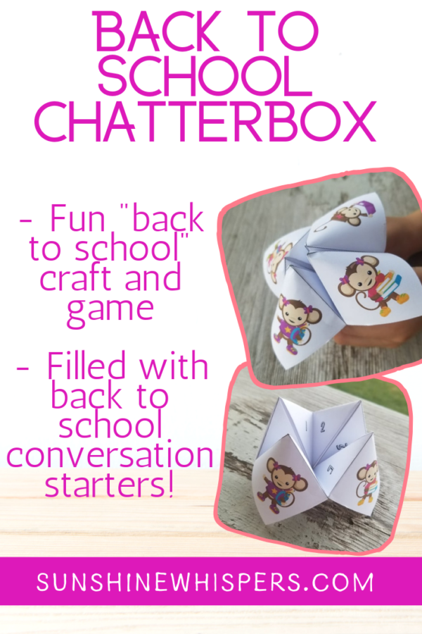 Monkey Themed Back To School Chatterbox Printable - Sunshine Whispers