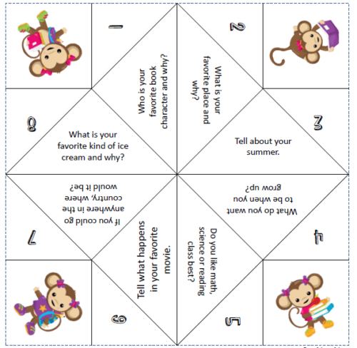 Monkey Themed Back To School Chatterbox Printable - Sunshine Whispers