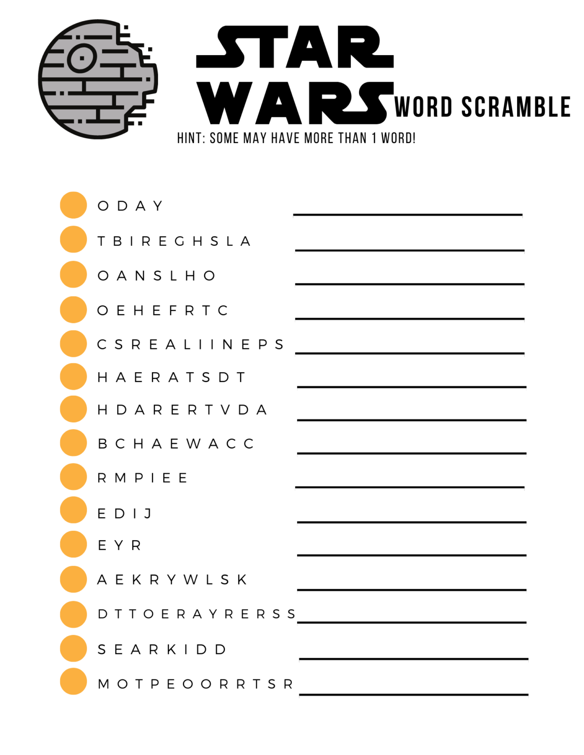 Star Wars Activity Pack For Kids (FREE Printable) - Sunshine Whispers